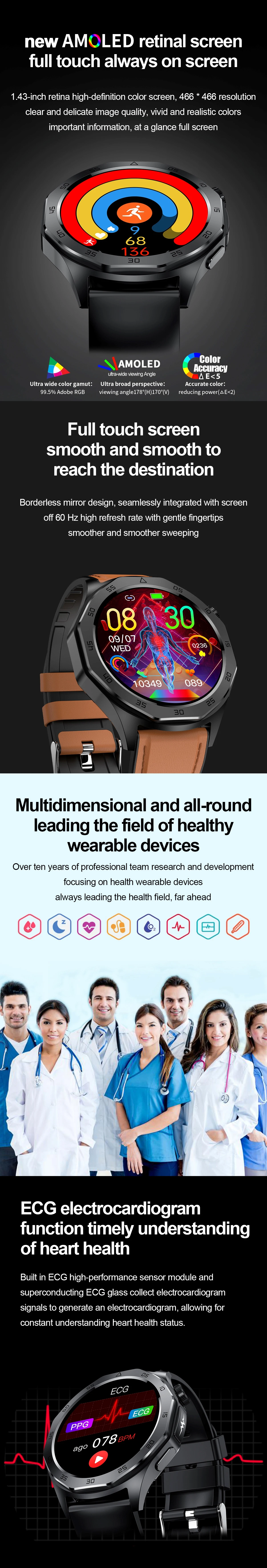 Valdus Et480 2024 Amoled Ecg Body Mbi Body Fat Smartwatch Uric Acid ...