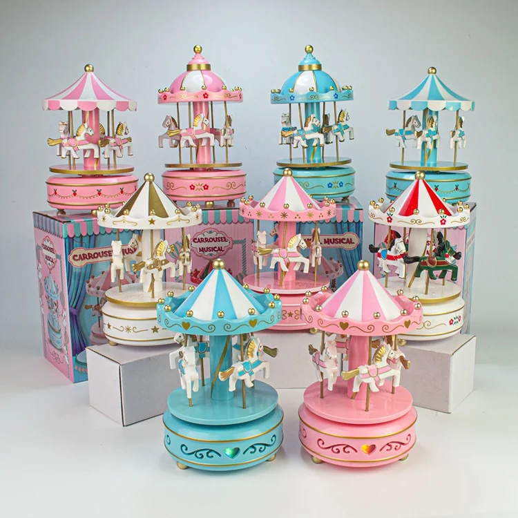 Party Birthday Toys - Kids’ Plastic Themed Carousel Music Box