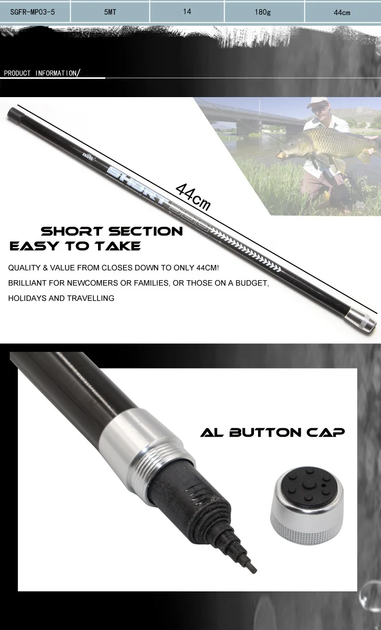 High Carbon Portable Float Fishing Rod Short Mini Telescopic Pole 2.5m ...