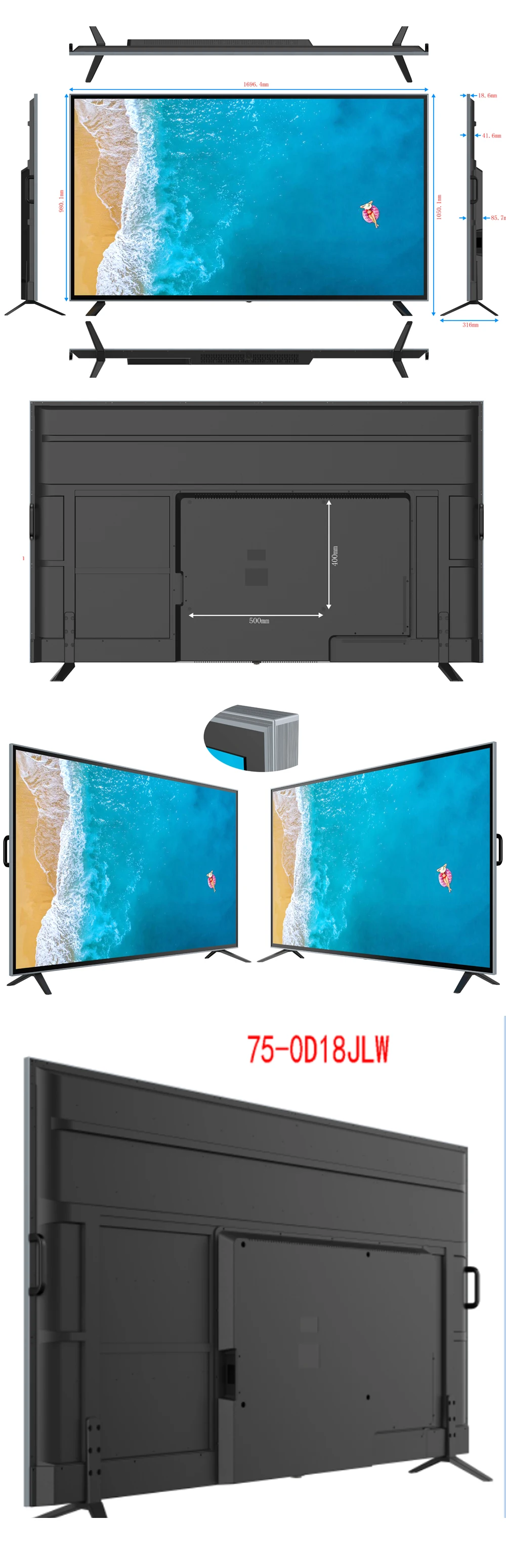 75 Inches Explosion-proof Television Set Classic Black Android 11 ...