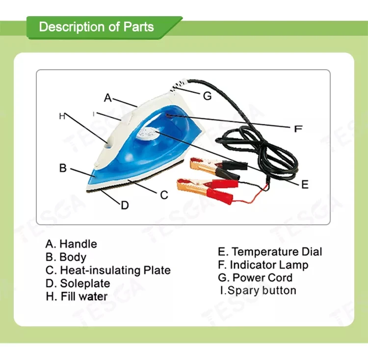 Solar Power Iron 12V DC 150W - Efficient Clothes Ironing