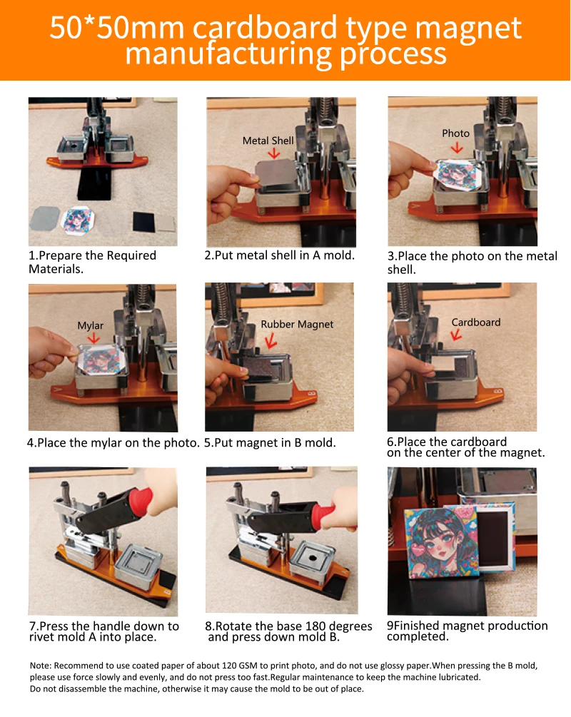 Manual Metal Square Fridge Magnet Photo Making Machine Kit - 1000 Sets ...
