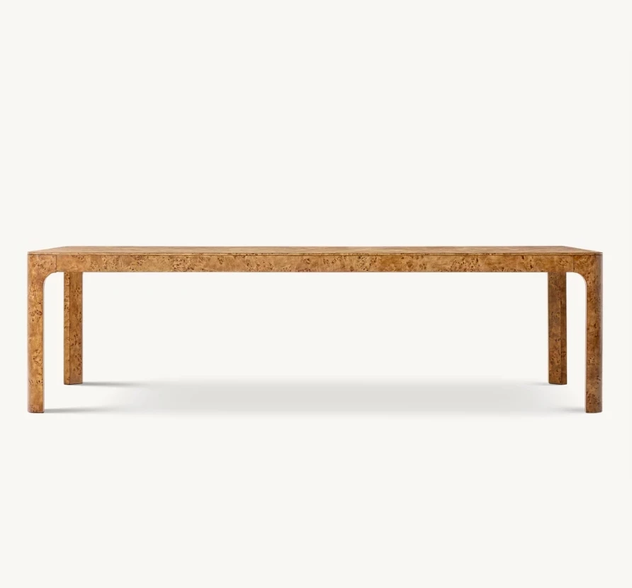 Contemporary Luxury Design Belmont Burl Rectangular Dining Table