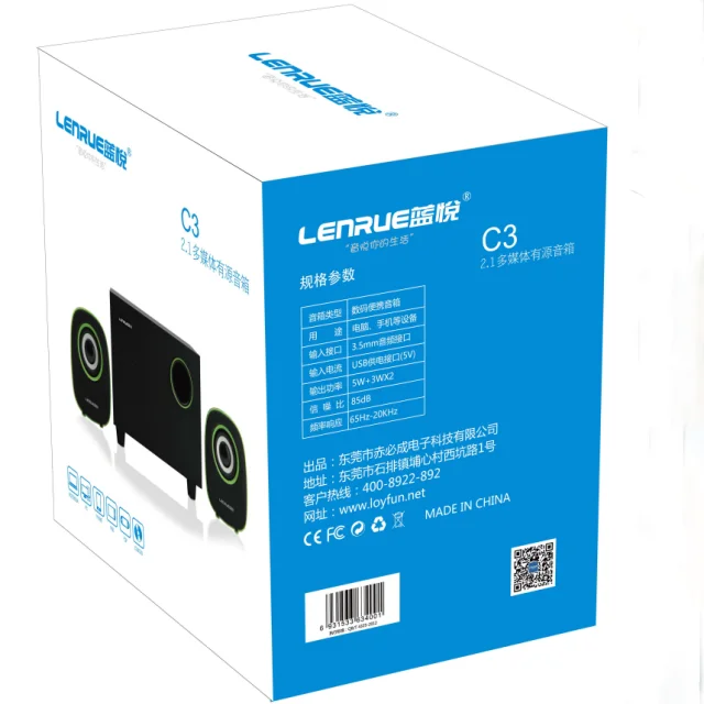 For Lenrue C3 Blue Red Desktop Computer Audio Subwoofer Stereo 2.1 ...