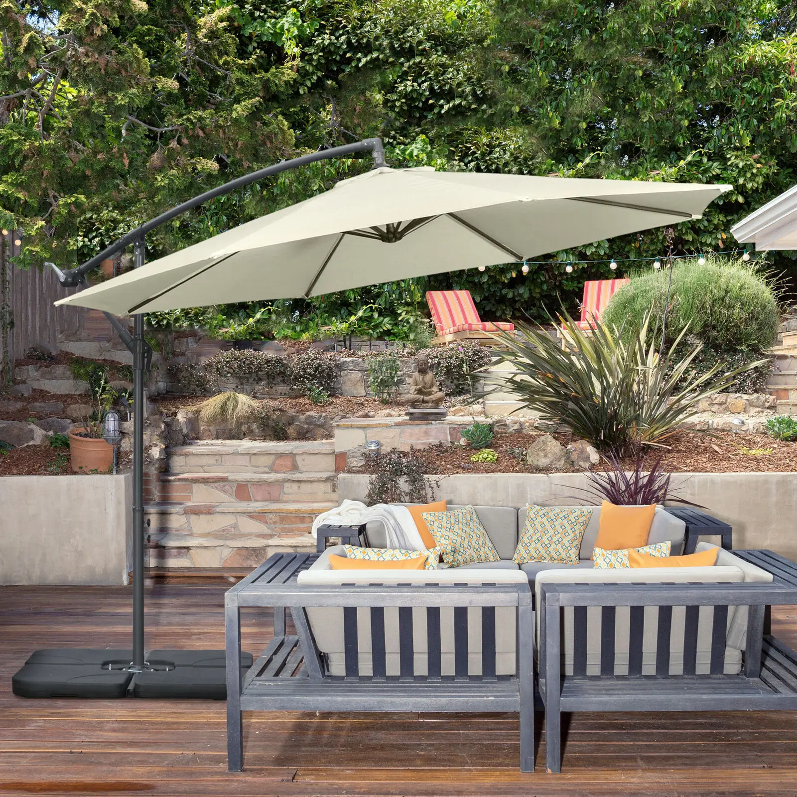Banana Parasol Cantilever Umbrella Garden Cross Steel in Stock High ...
