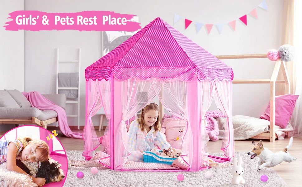 Princess Castle Tent for Girls Fairy Play Portable Kids Toy Tipi Tent ...