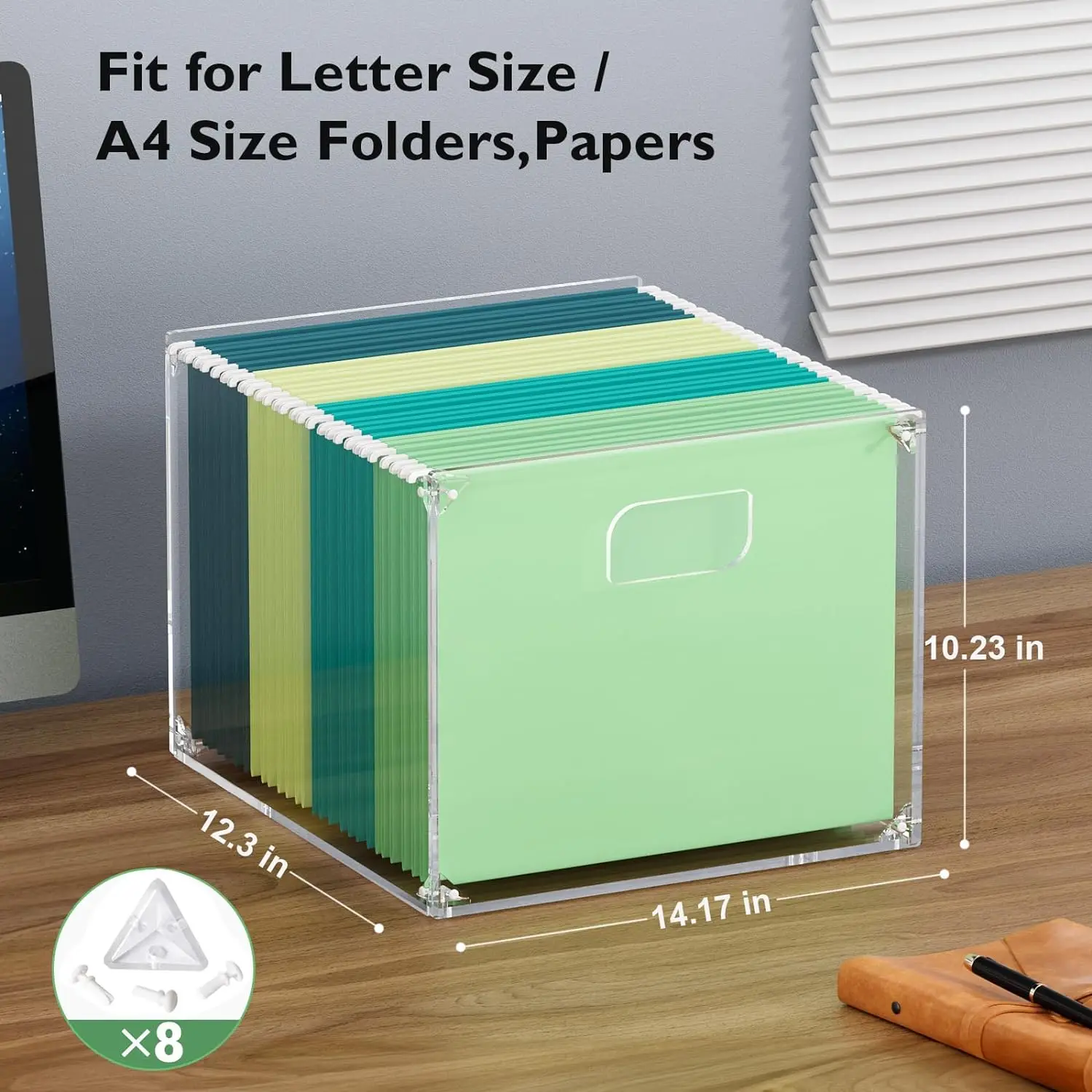 Acrylic Desktop File Organizer With Handles - Clear Letter Size Folder ...