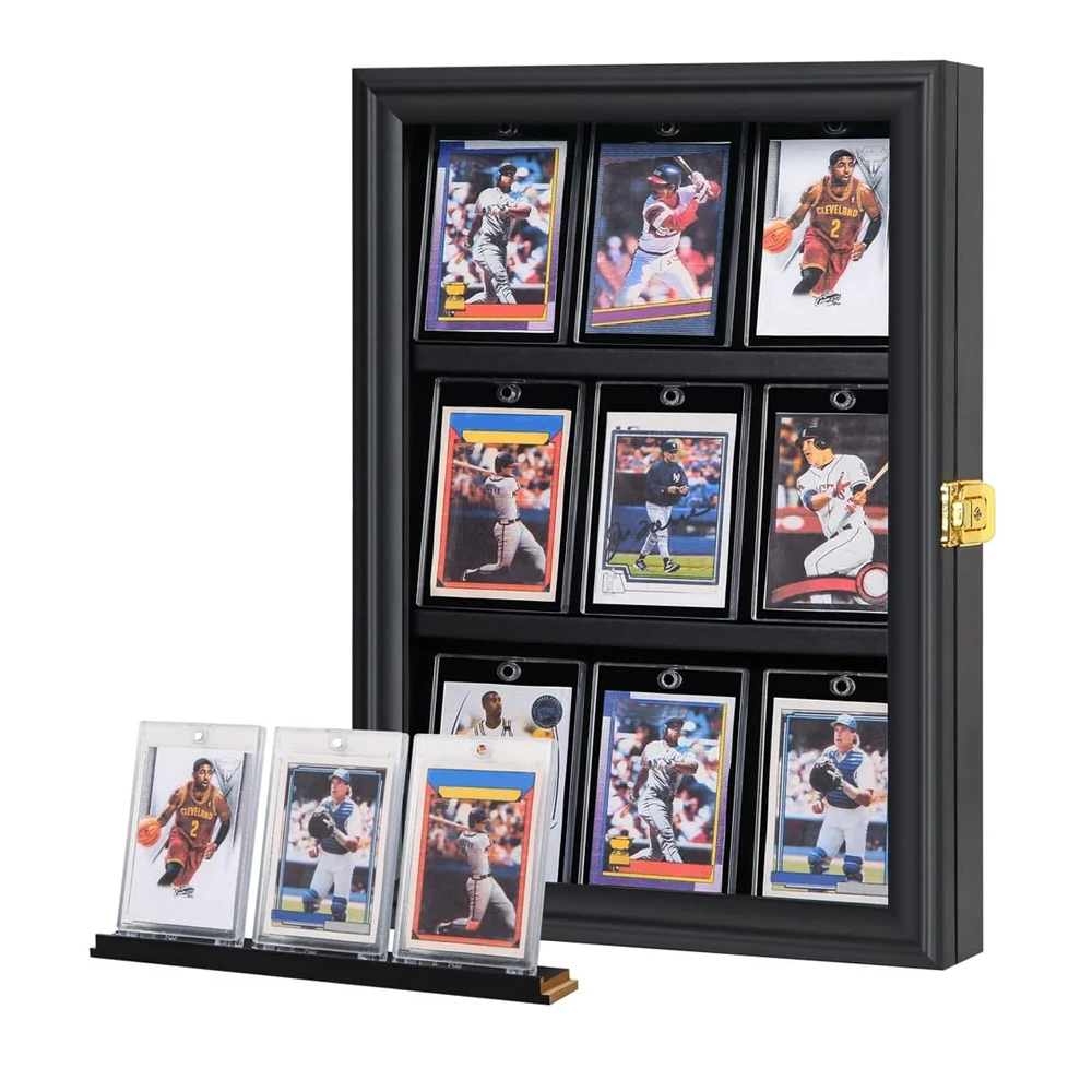 Black Wooden Baseball Card Hockey Trading Card Display Case Decorative ...