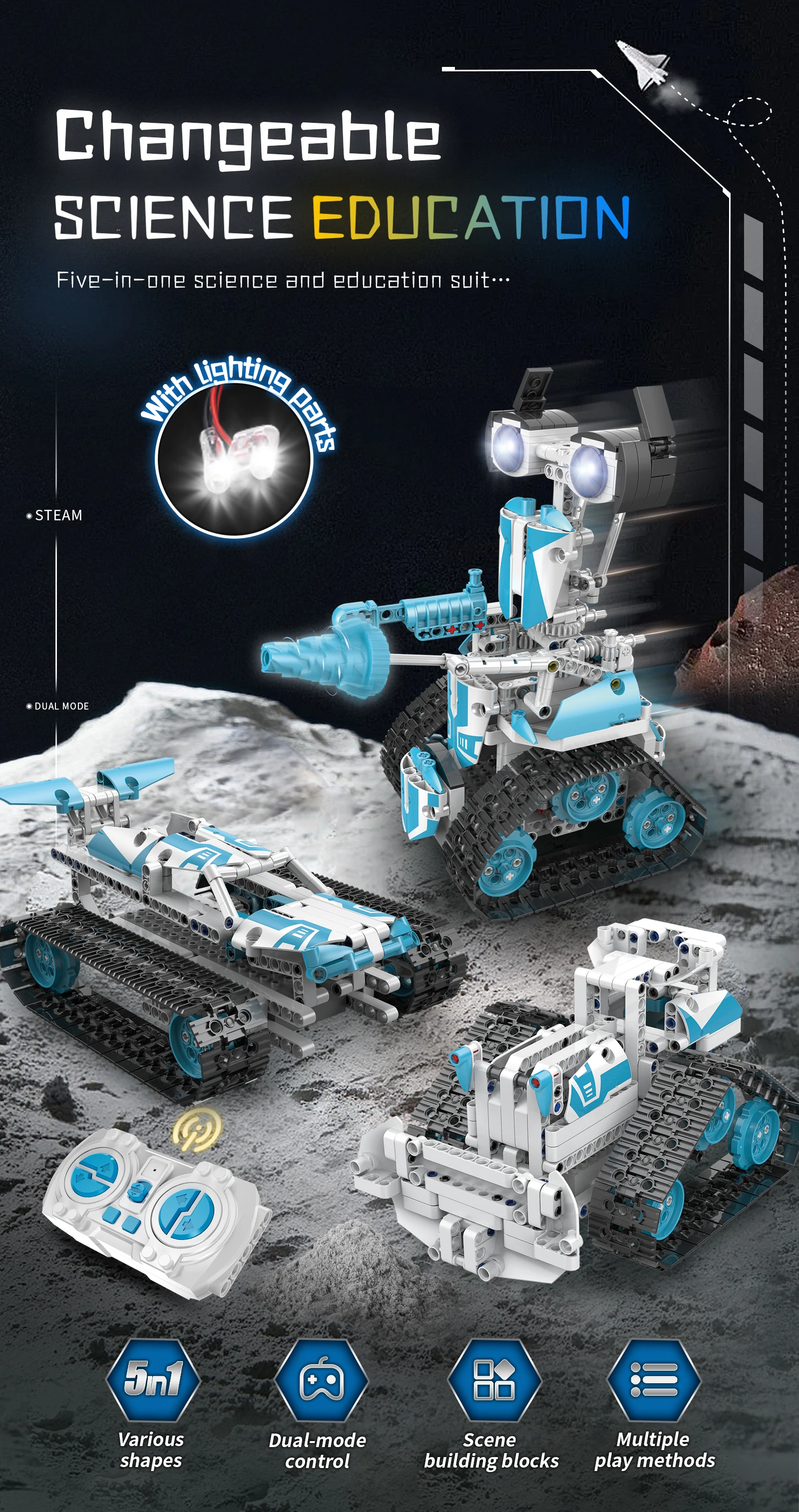 5 in 1 APP Control Robot Building Block Toys - Educational DIY