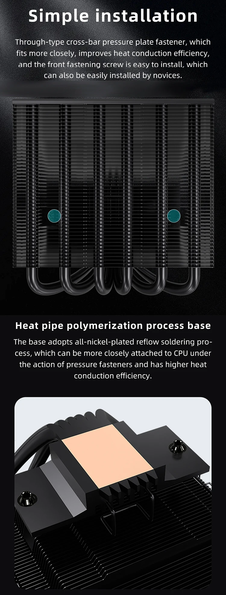 Slim Itx CPU Cooler with 6 Heat Pipes Radiator ARGB PWM Compatible with ...