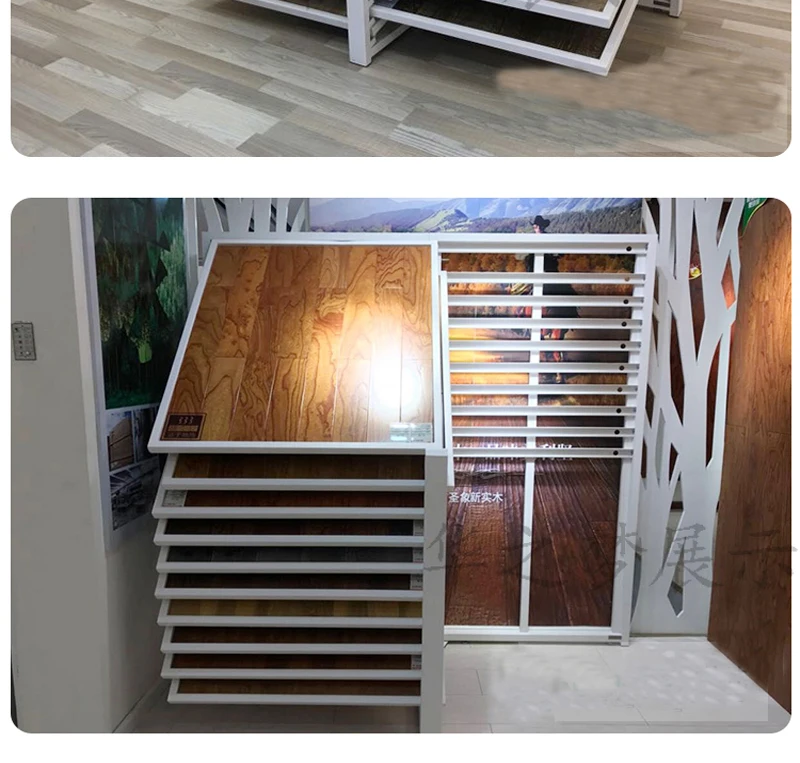 Inclined White Ceramic Tile Stand Wood Floor Stone Sliding Tile Metal ...