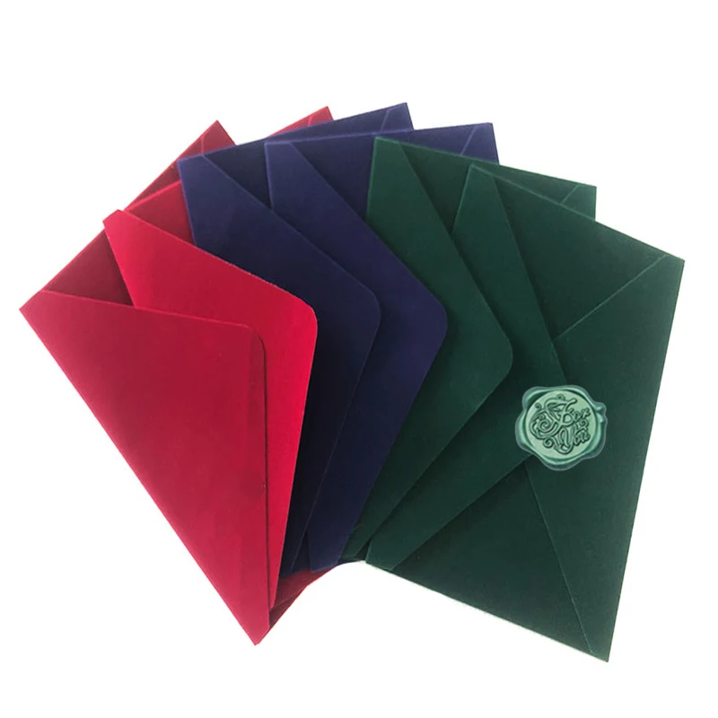 Custom Luxury Burgundy Velvet Envelopes for Wedding Gifts