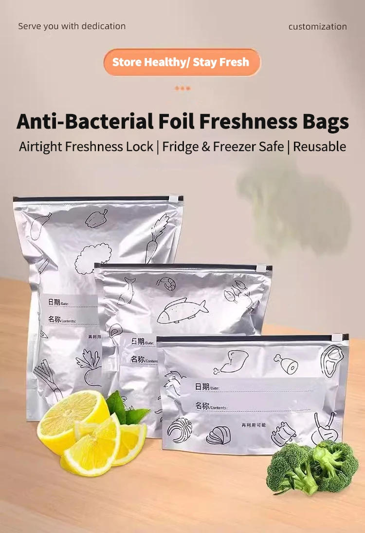 Reusable Zipper Freezer Safe Bags - Large Capacity Aluminum