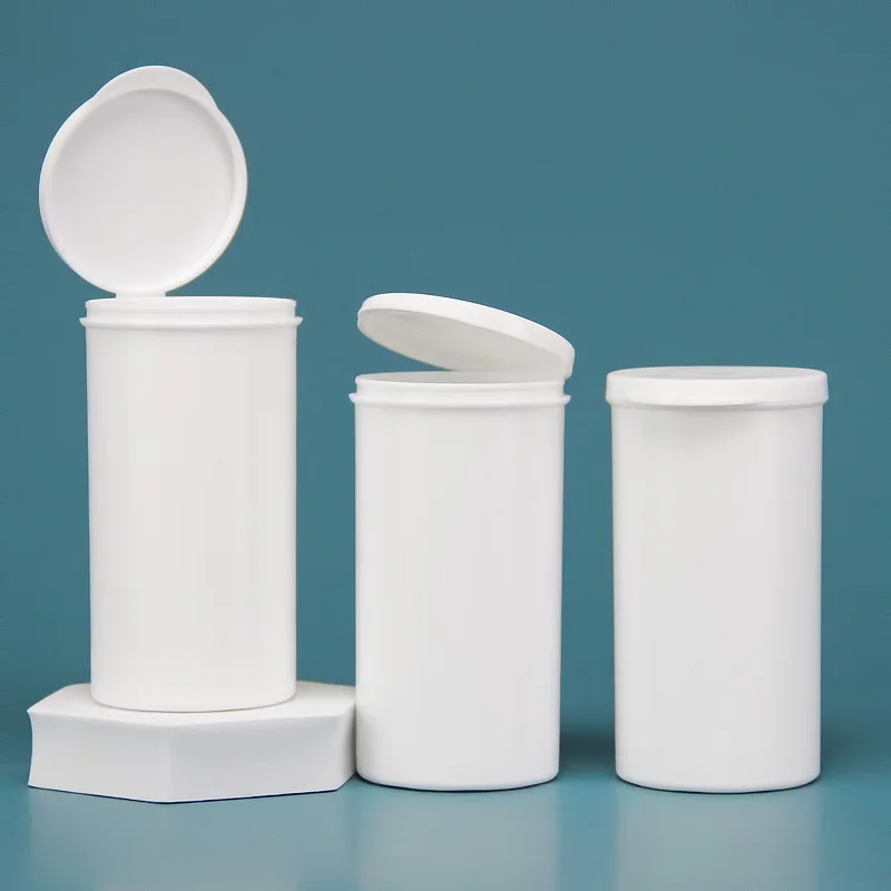 Portable White Empty Plastic 200ml Cylinder Shape Candy Vitamin C ...