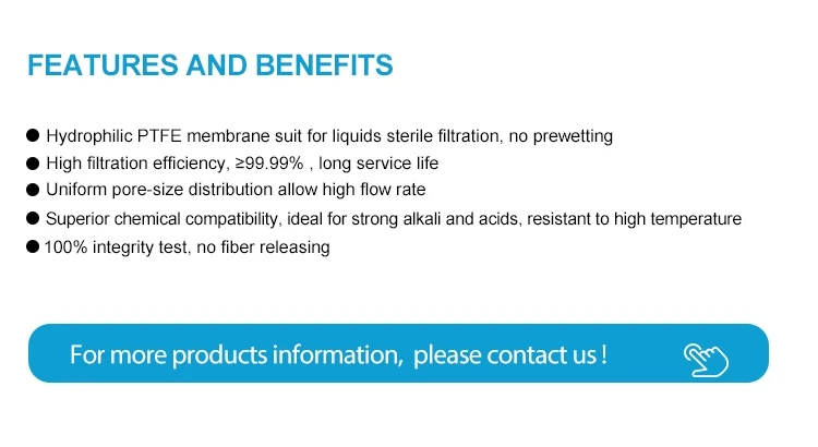 Absolute Filtration Hydrophilic Ptfe Membrane Liquid Filter Cartridge ...