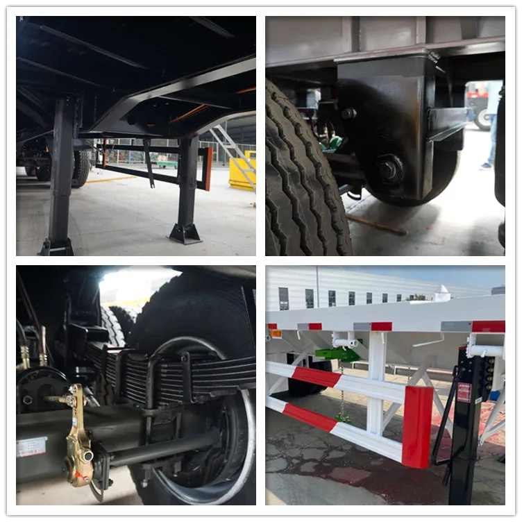 Factory 40ft Flatbed Semi Trailer 3 Axle Truck Trailer Platform With ...