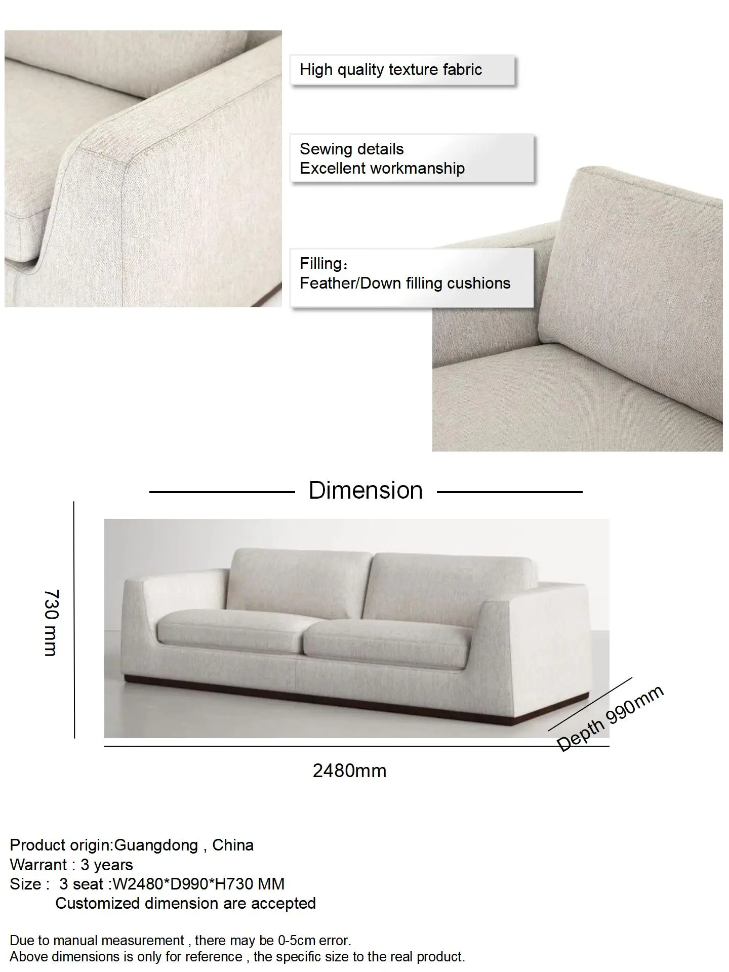 Factory Direct Sales Nordic Style Pure Color Soft Sofa Hotel Furniture Luxury Sofa Set Living ...