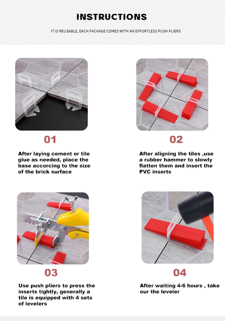 Replaceable T Lock Tile Kit 45mm Multi Tile Leveling System Wedges And ...