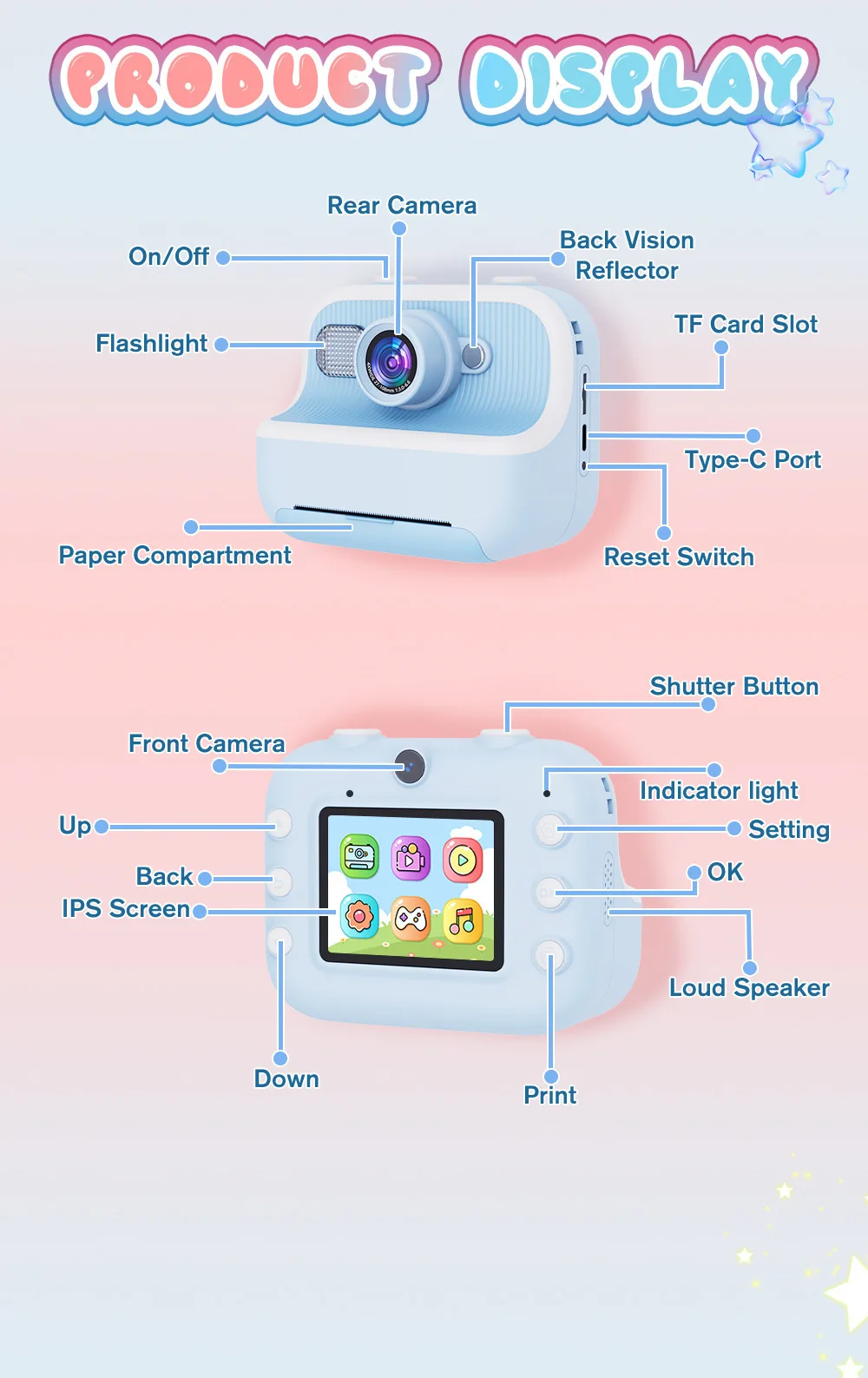Kids Children's Label Instant Mini Printers Camera Portable Printing ...