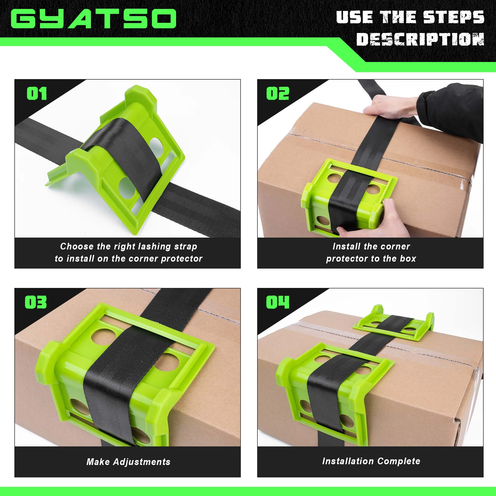 4" Flatbed Cargo Corner Edge Protector with Carrying Case Plastic Tie ...