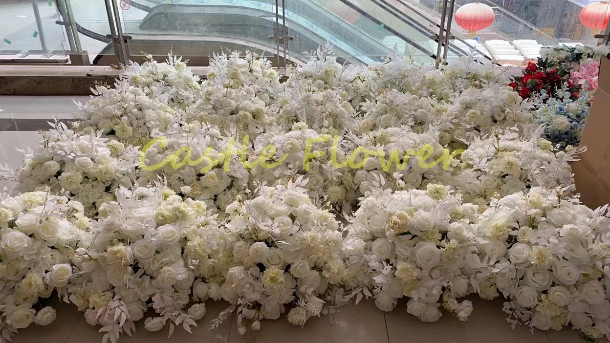 C-FR002 Artificial Silk Rose Wedding Isle Flowers Runners Row Floral ...