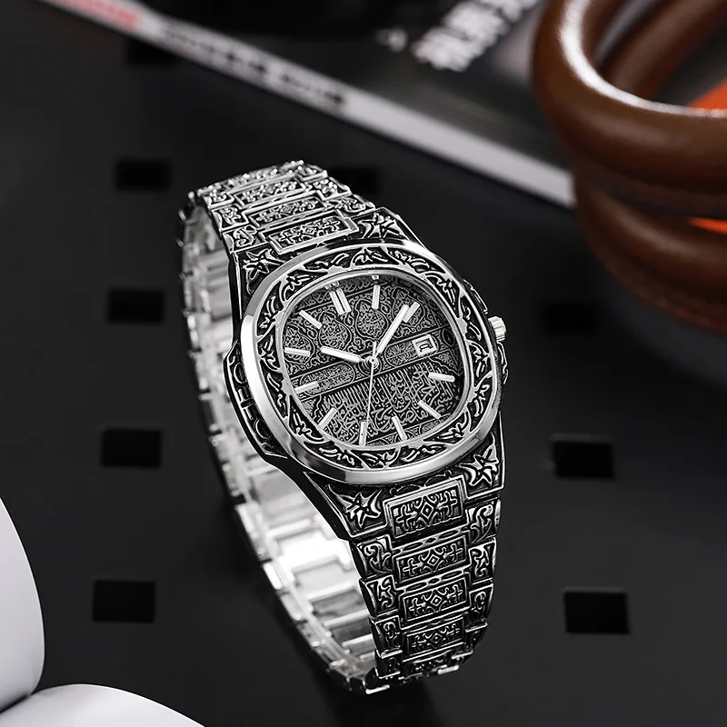 Vintage Gold Engraved Quartz Analog Watches 3atm Water Proof Classic ...
