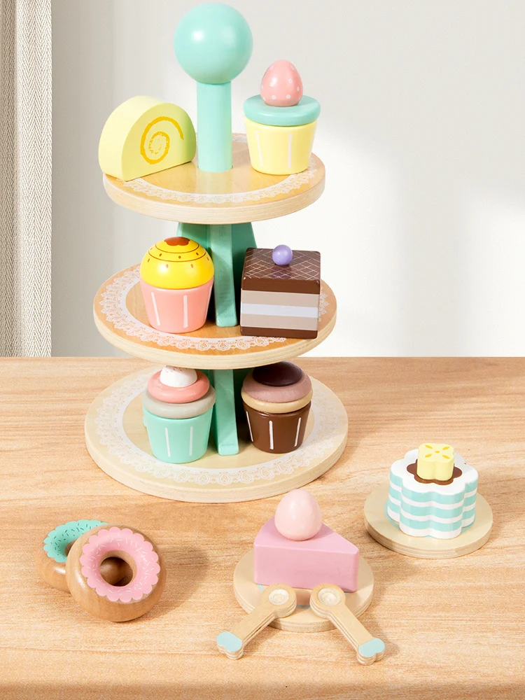 Best Selling Three Layer Cake Rack - Wooden Role Play Set