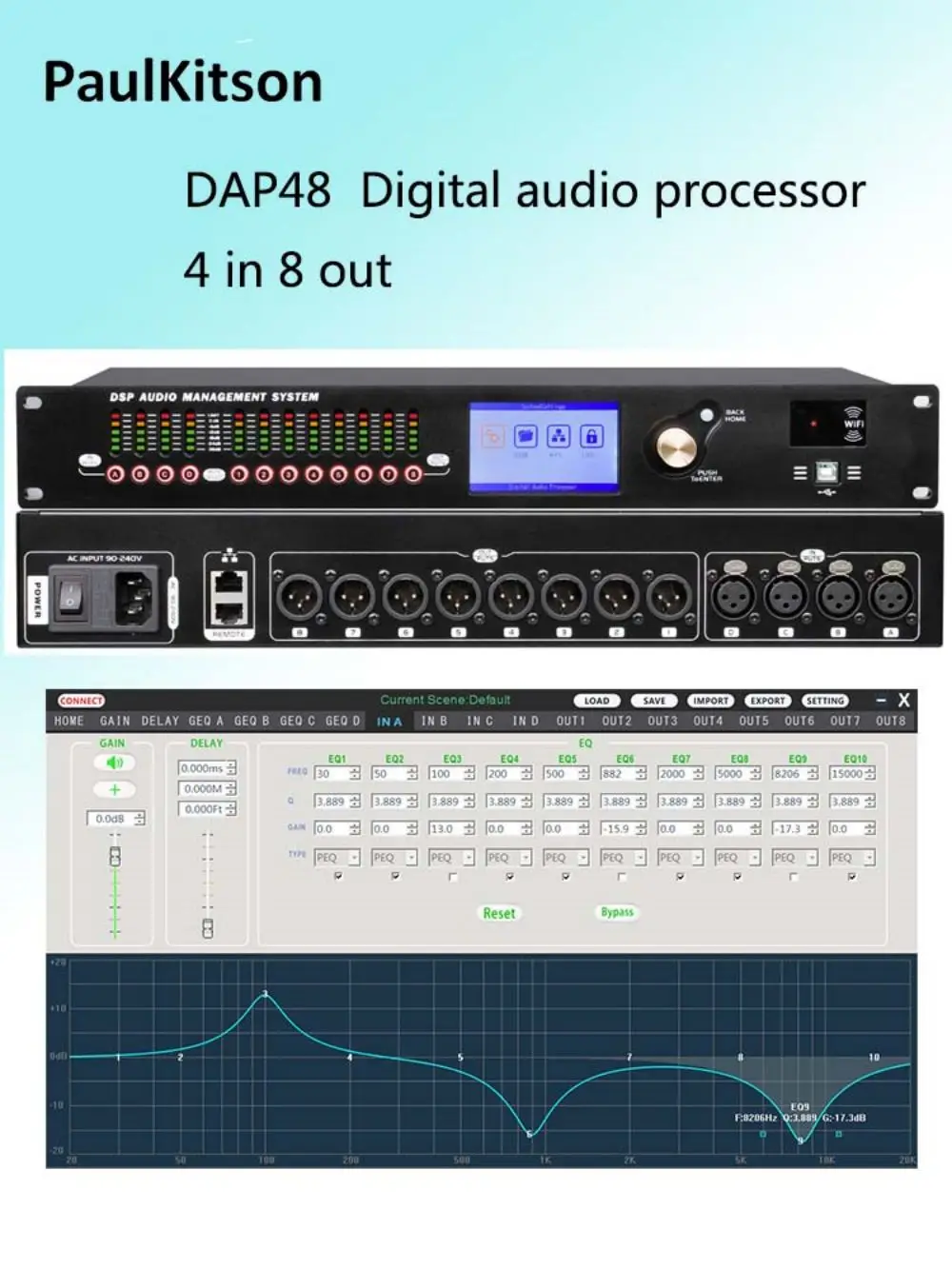 DAP48 Professional Audio Processor - 4 in 8 Out System