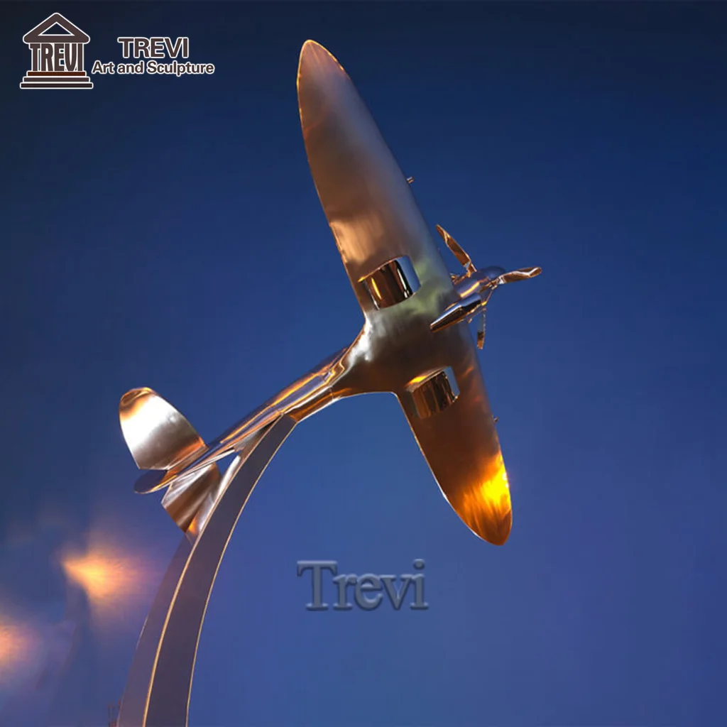 Large Modern Art Metal Aircraft Stainless Steel Sculpture