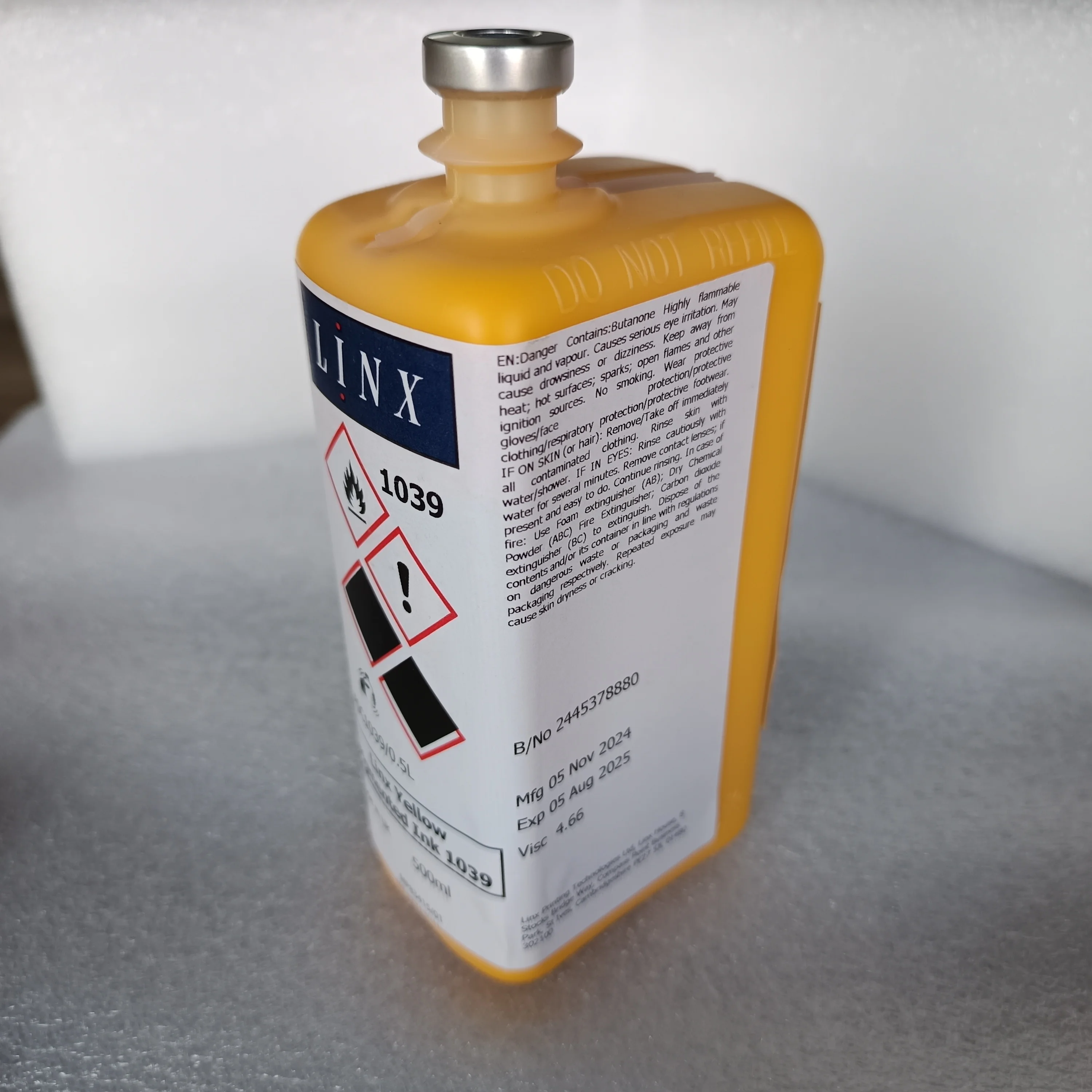 OEM - Standard 1039 - 1 Yellow Pigment Ink for Linx Cij Inkjet Coding ...