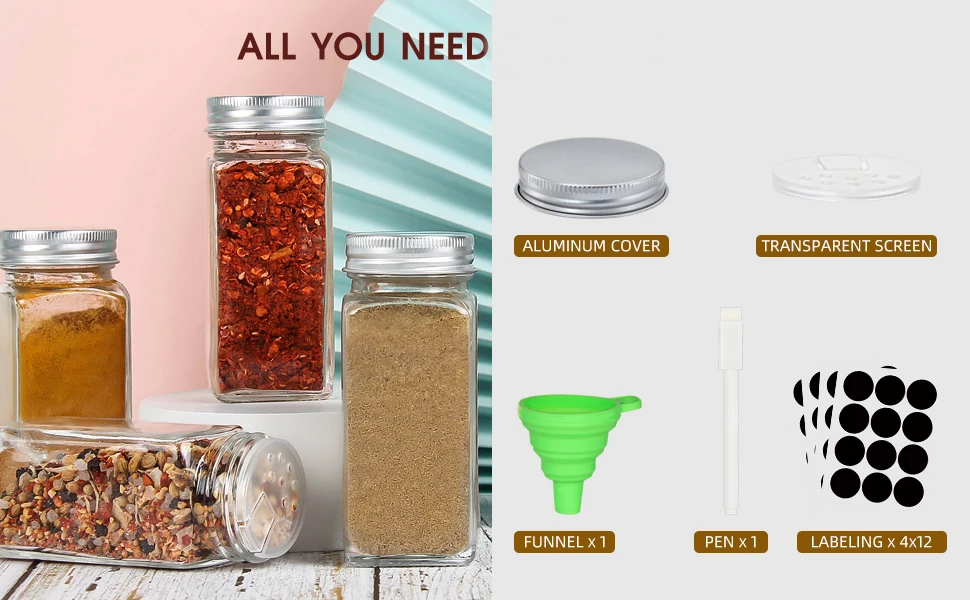 Wholesale Seasoning Salt Pepper Square Storage Glass Jars With ...