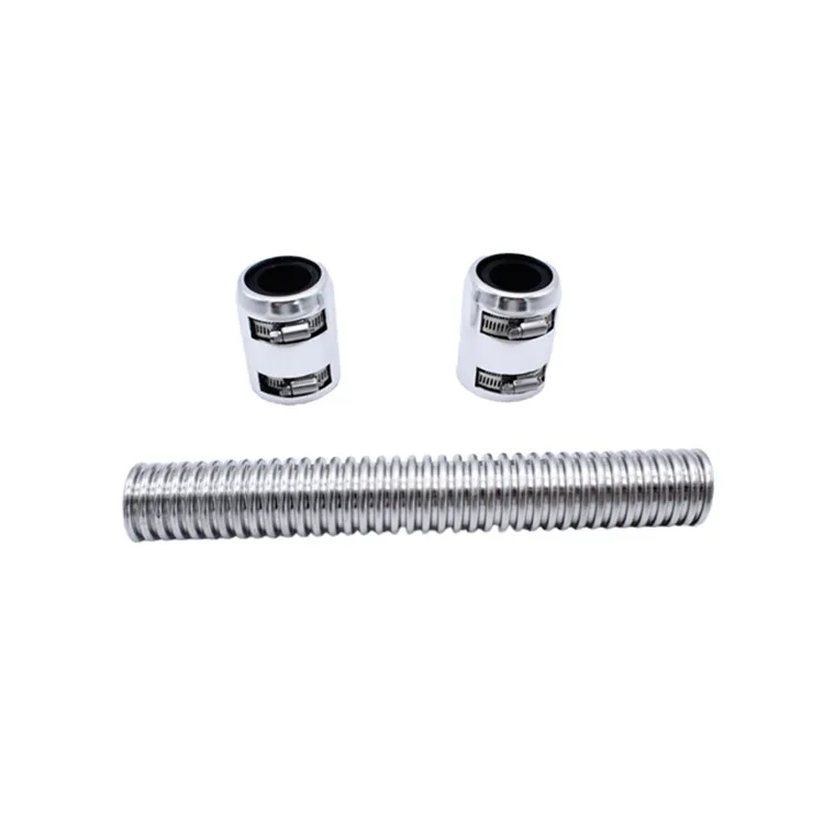 12" Universal Chrome Stainless Steel Radiator Hose Kit With Aluminum ...