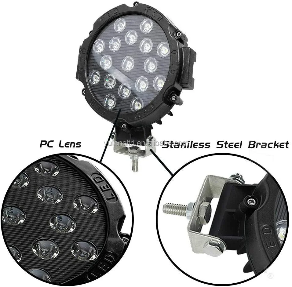 7 Inch 51w Round Led Fog Light Wholesale Price Led Work Lights For ...