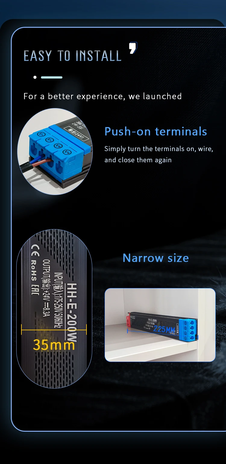 Slim LED Power Supply with Dip Switch Dimming - 300W