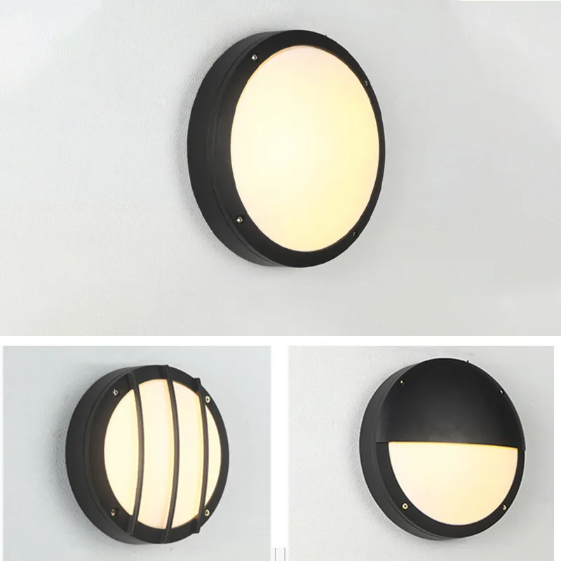Round Bulkhead IP65 Black Outdoor Garden Lamp - 30W LED