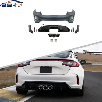 Car Conversion Type-r Rear Bumper Lip With Intermediate Exhaust For ...