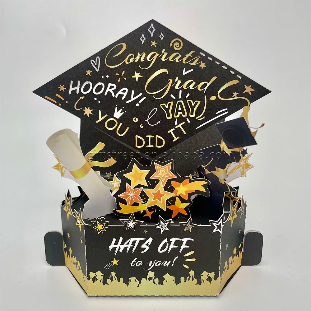 Hot Selling Graduation Cap Star Pattern Pop Up Card High School College ...