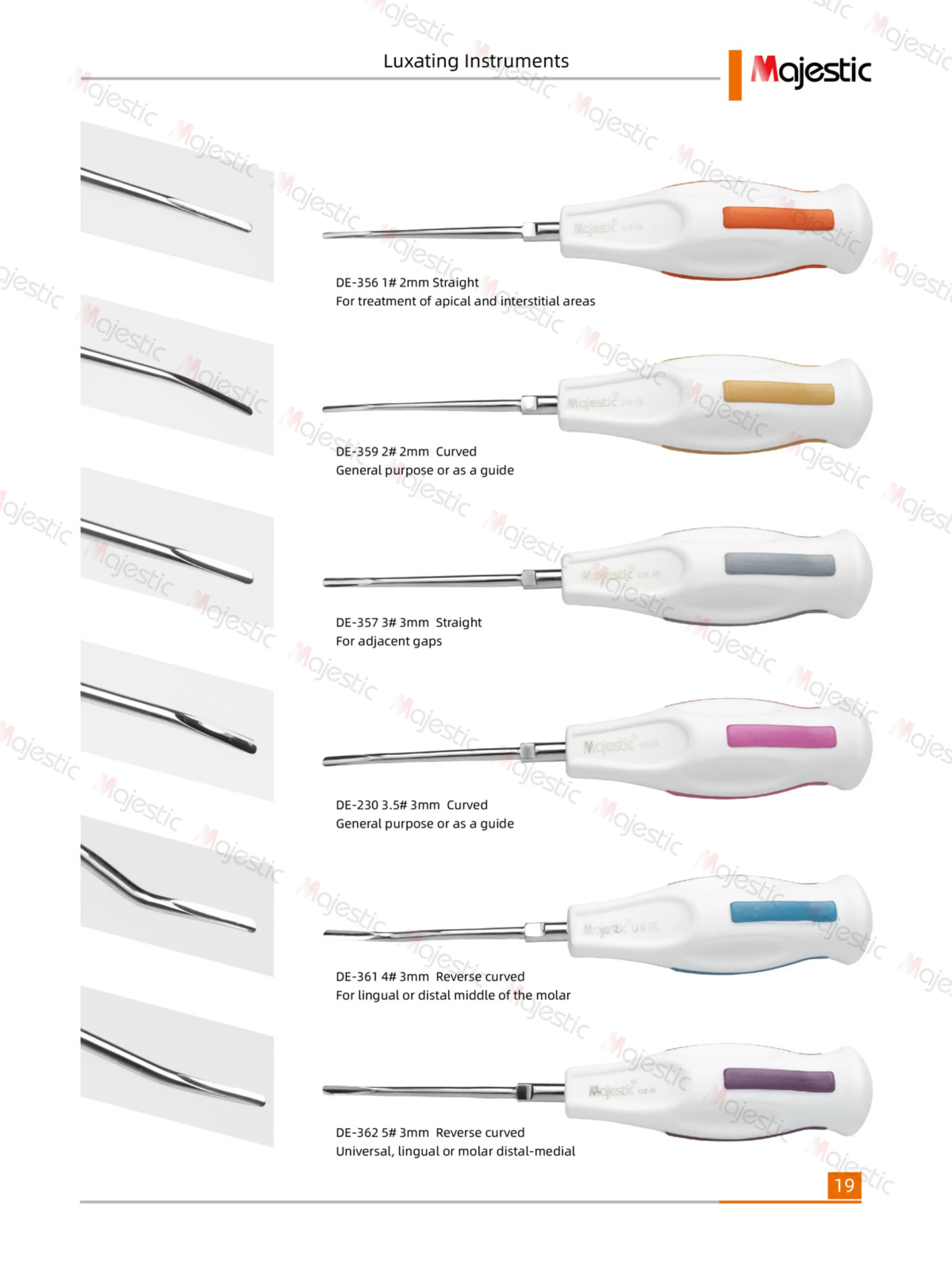 Extraction Tool Plastic Handle Curved Dental Root Elevators For Dental ...