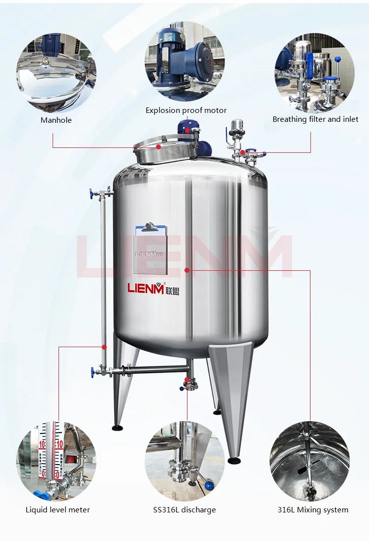 LIENM Stainless Steel Vacuum Airtight Perfume Liquid Storage Tank 1000L ...