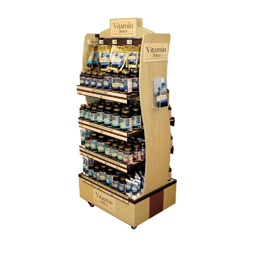 Custom Retail Store Supermarket Water Display Wooden Beverage Floor ...