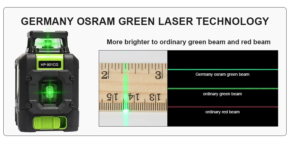Huepar 901CG 360 Green Beam Cross Line Laser Tool nivel Laser Magnetic Self Leveling Laser Level Alibaba