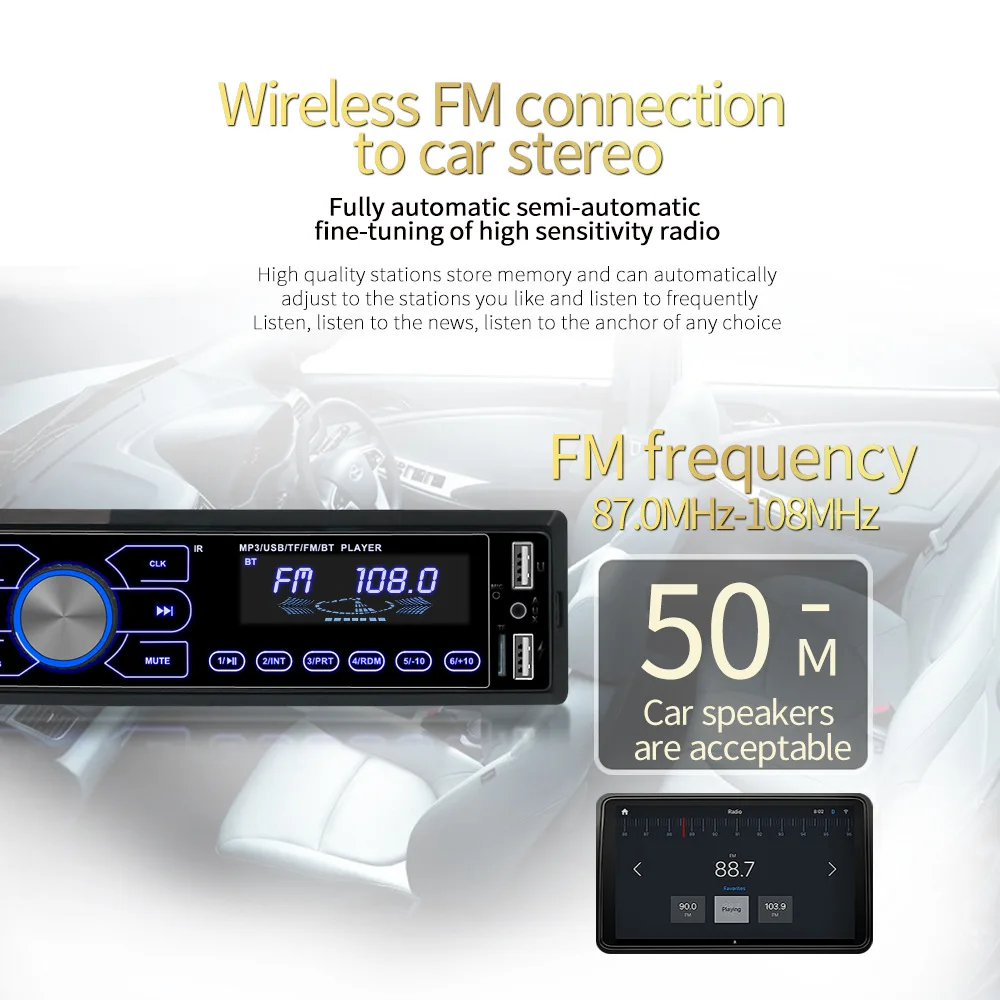 Bbzl High Quality1 Din Car Stereo Radio Audio Mp3 Player With Blue ...