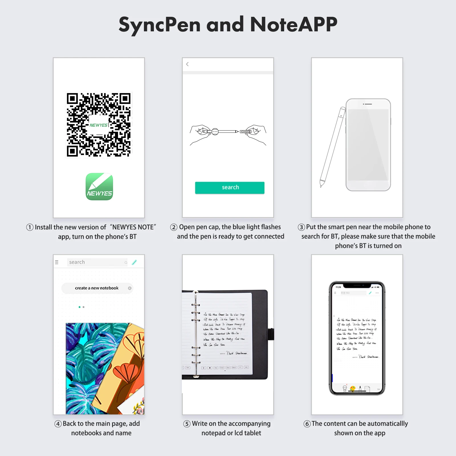 Newyes Digital Handwriting Note Book Sync Pen Diary Smart Writing Set ...