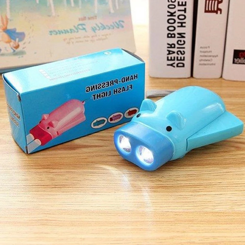 Cute Hand Power Dynamo Piggy Pig Pressing Flashlight Torch