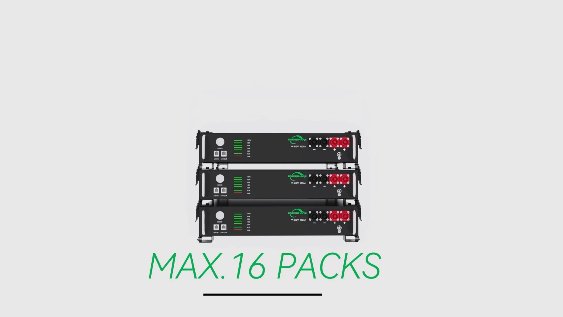 Enershare 2u Rack-mounted 48v 50ah 100ah 200ah Lifepo4 Battery Pack 3 ...