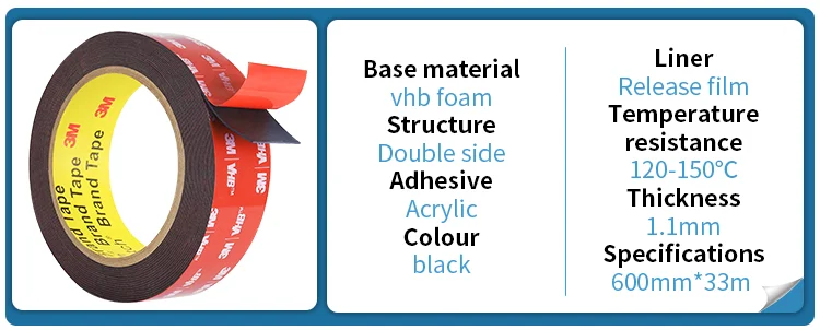 Waterproof 3m 4919 4979 5915 5925 5930 5952 Black Vhb Acrylic Foam Tape ...