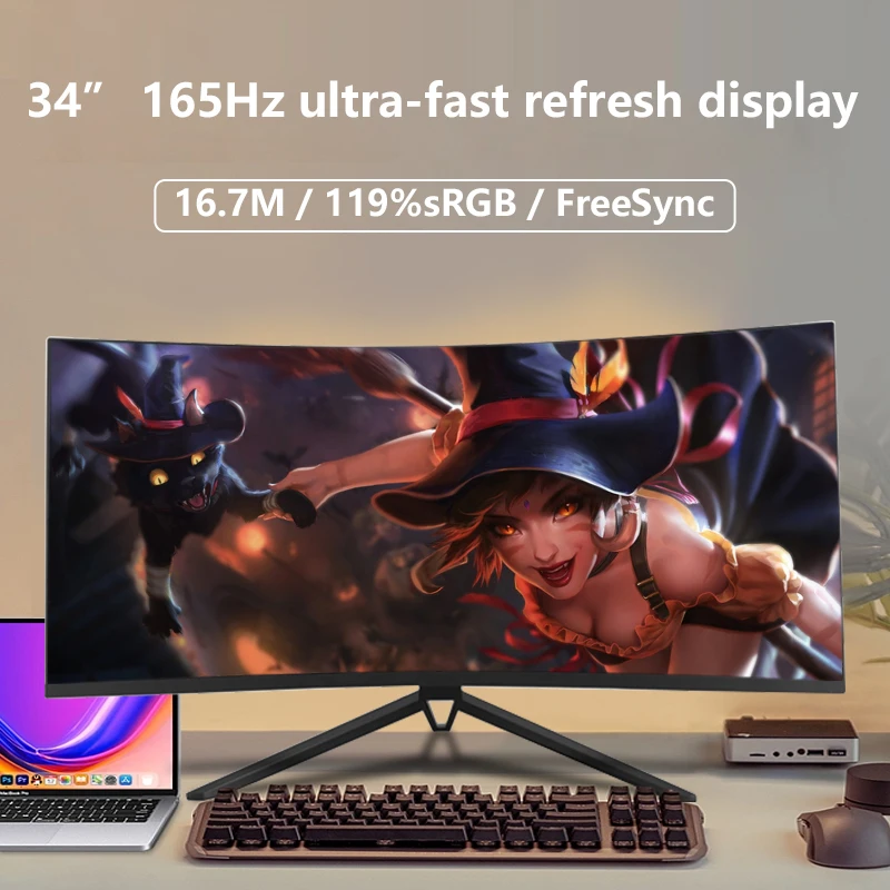 Curved Screen Monitors 24 32 34 Inch Ips Lcd Monitor 144hz 165 Hz ...
