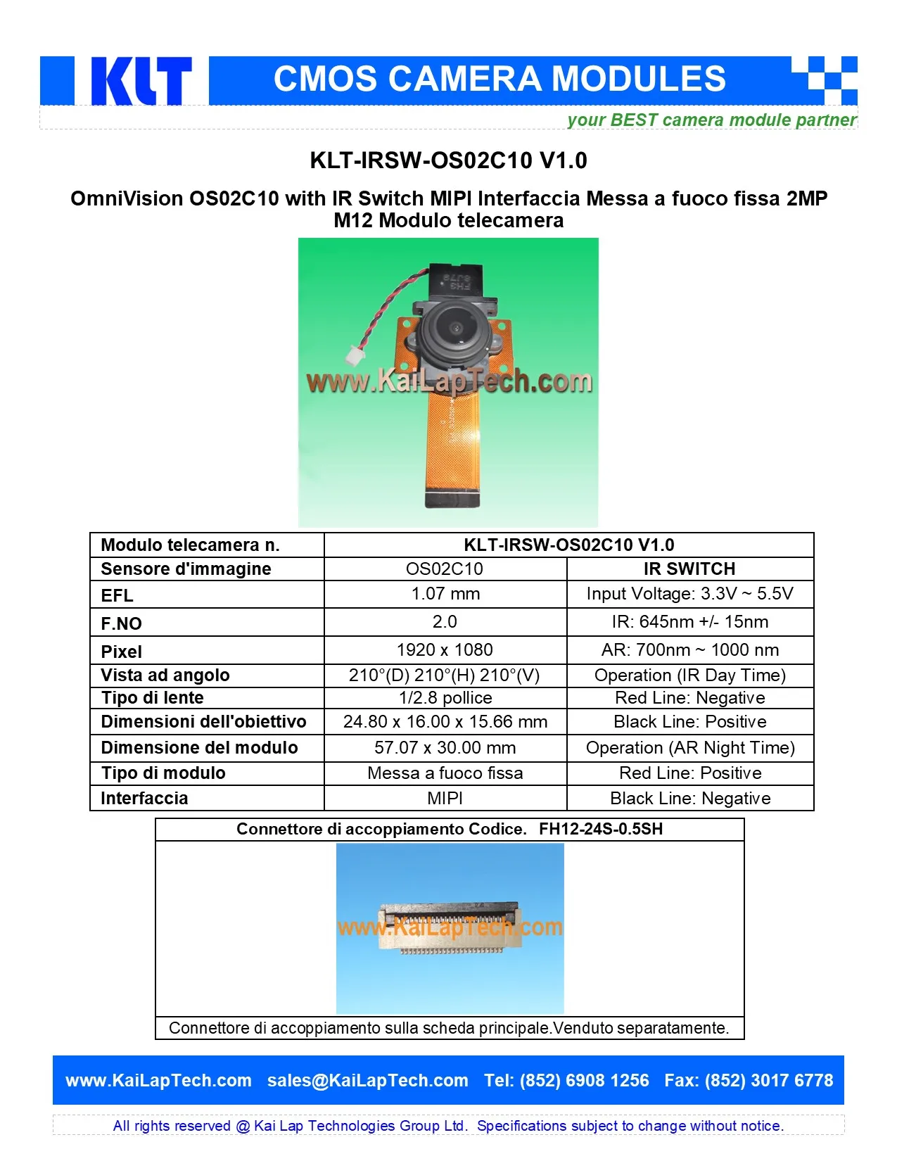 Omnivision Os02c10 With Ir Switch Mipi Interfaccia Messa A Fuoco Fissa ...