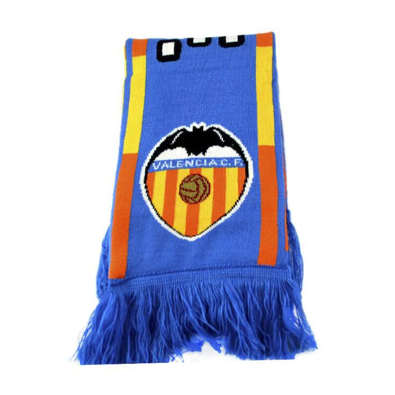 Custom Acrylic Warm Knitted Jacquard Knitted Fans Scarf Sports Football ...