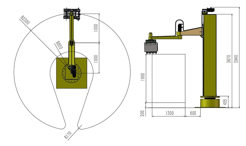 PT-500 Single Column Swivel Arm Robot for Automatic Palletizing